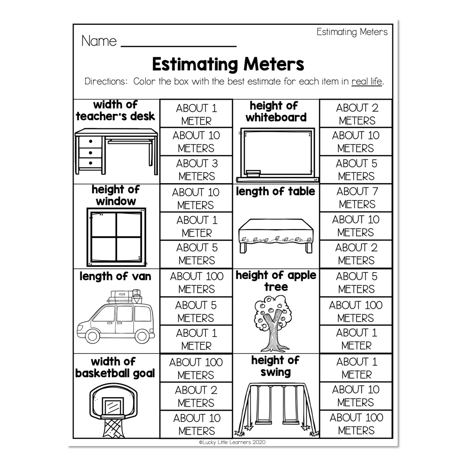 2nd Grade Math Worksheets Measurement Estimating Meters 2nd Grade Math Worksheets Measurement Estimating Meters