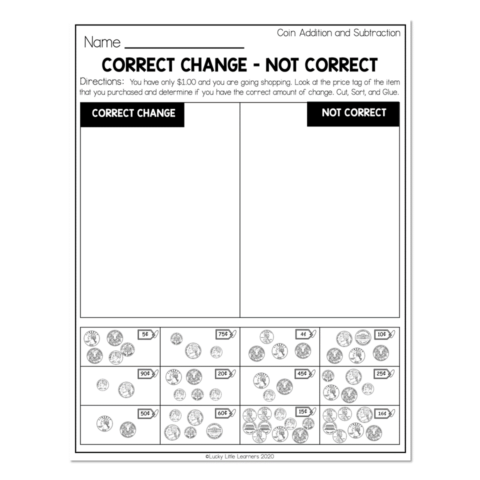 2nd Grade Math Worksheets - Money - Coin Addition and Subtraction ...
