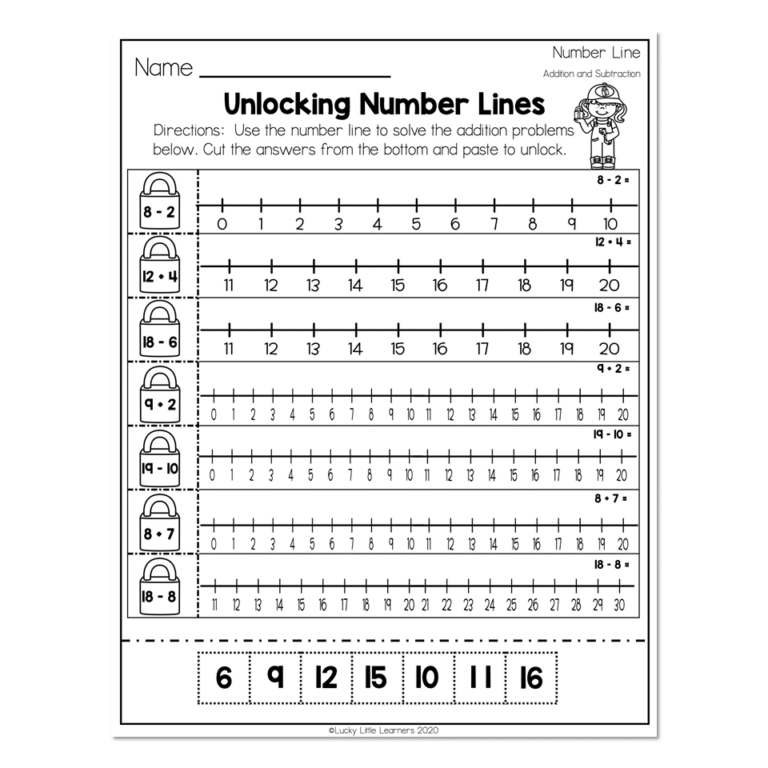 2nd Grade Math Worksheets - Number Line - Number Line - Unlocking ...