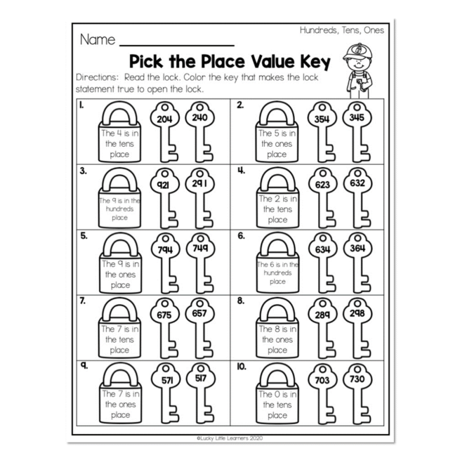 2nd Grade Math Worksheets - Place Value - Hundreds, Tens, Ones - Pick ...