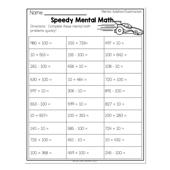 2nd Grade Math Worksheets - Place Value - Mental Addition and ...
