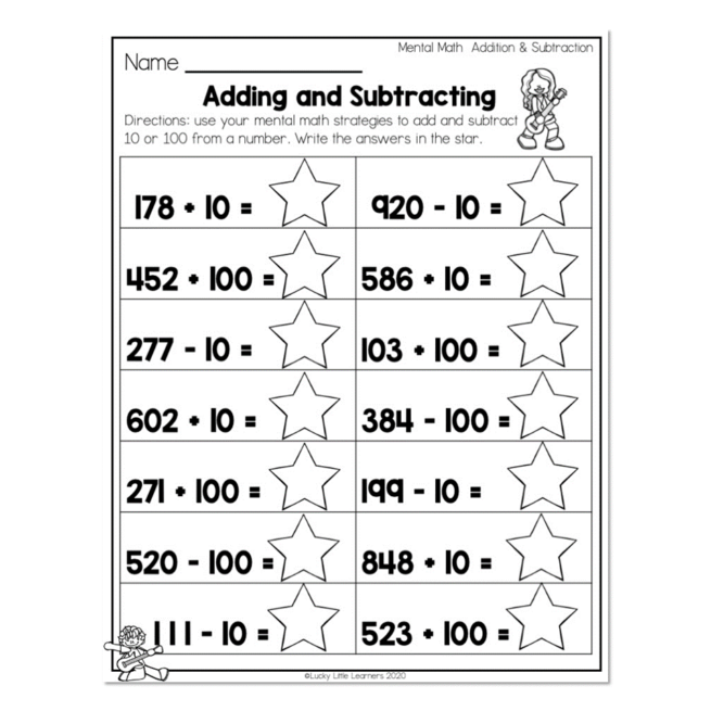 2nd Grade Math Worksheets - Place Value - Mental Math Addition ...