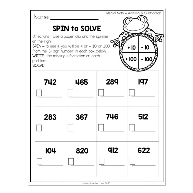 2nd Grade Math Worksheets - Place Value - Mental Math Addition ...