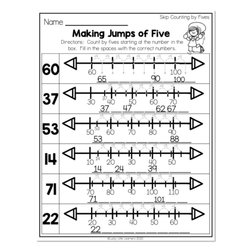 2nd Grade Math Worksheets - Place Value - Skip Counting by Fives ...