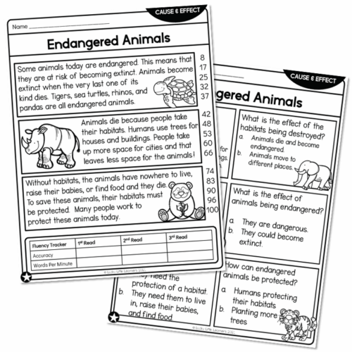 2nd Grade Nonfiction Cause and Effect Reading Passage - Endangered ...