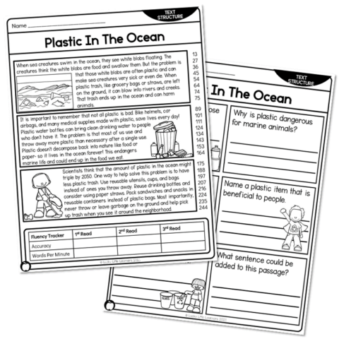 2nd Grade Nonfiction Text Structures Reading Passage - Plastic in the ...