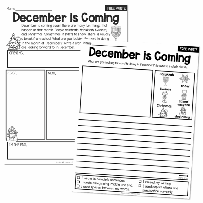 2nd Grade November Writing Pages - Free Write - December is Coming ...