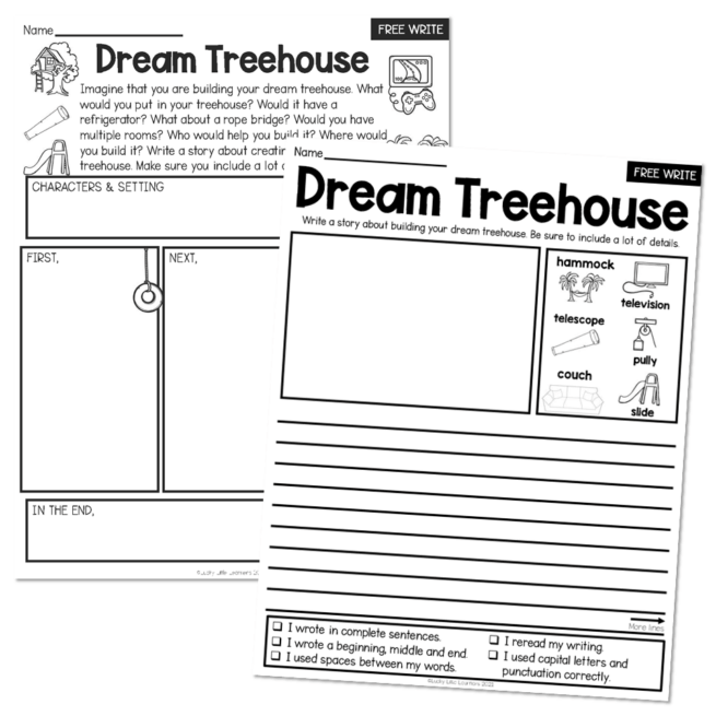 2nd Grade November Writing Pages - Free Write - Dream Treehouse - Lucky ...