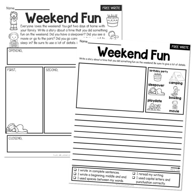 2nd Grade November Writing Pages - Free Write - Weekend Fun - Lucky ...