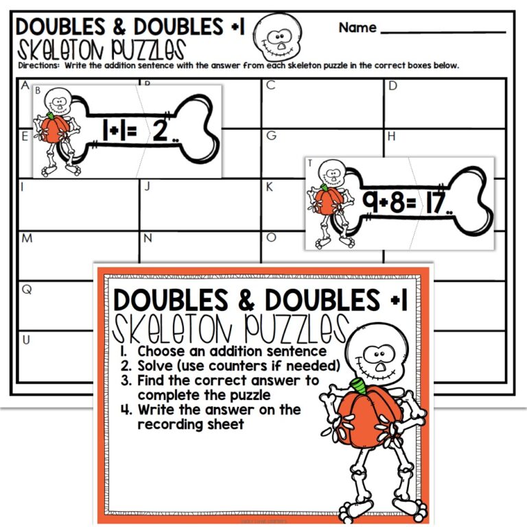 2nd Grade October Math Center - Doubles and Doubles Plus One - Lucky ...