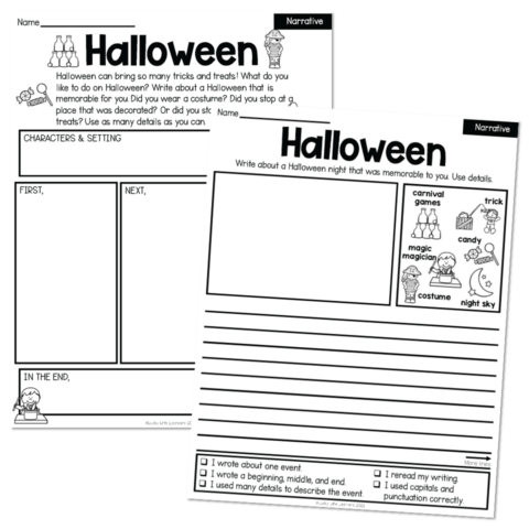 2nd Grade October Writing Pages - Narrative - Halloween - Lucky Little ...