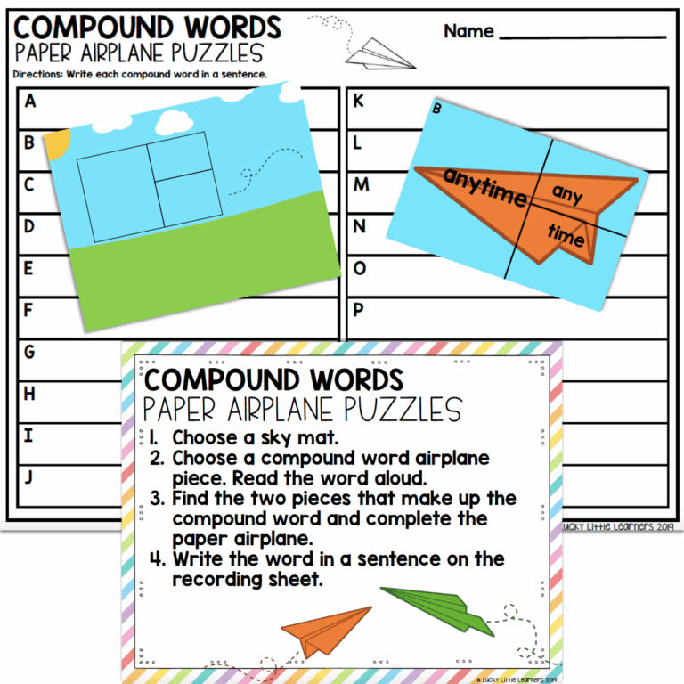 2nd Grade Phonics Center - Compound Words - Lucky Little Learners