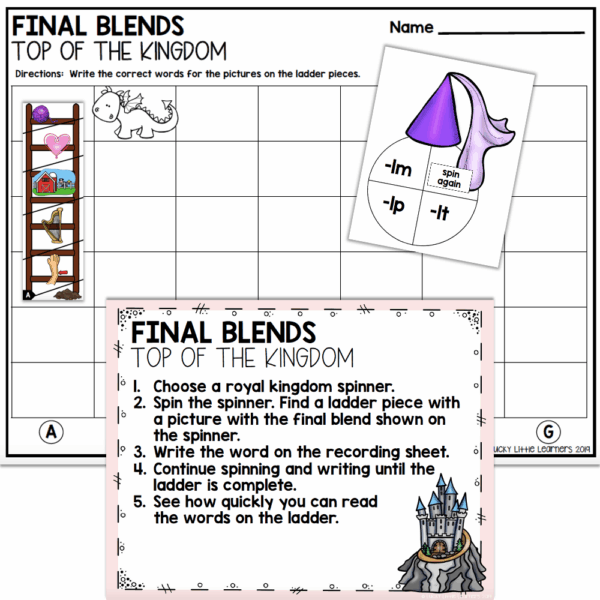 2nd Grade Phonics Center - Final Blends - Lucky Little Learners