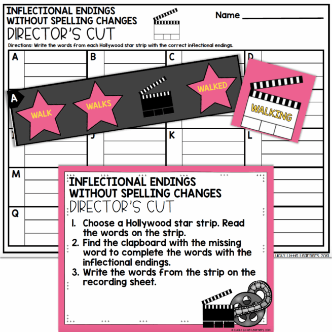 2nd Grade Phonics Center - Inflectional Endings without Spelling ...