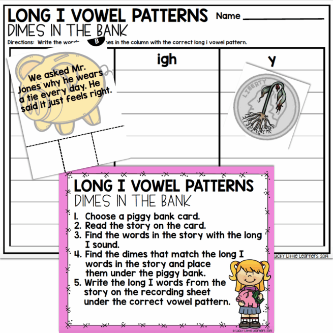 2nd Grade Phonics Center - Long I Vowel Teams - Lucky Little Learners