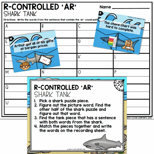 2nd Grade Phonics Center - R controlled AR - Lucky Little Learners