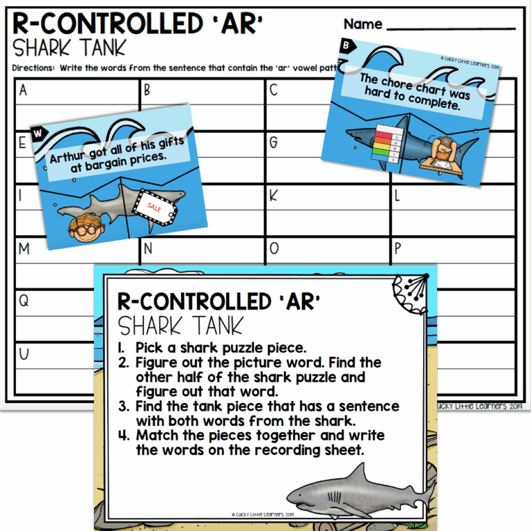 2nd Grade Phonics Center - R controlled AR - Lucky Little Learners