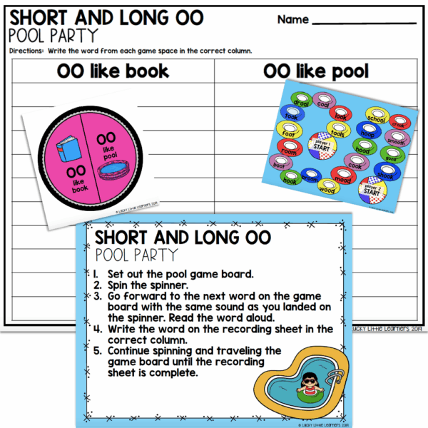 2nd Grade Phonics Center - Short and Long OO - Lucky Little Learners