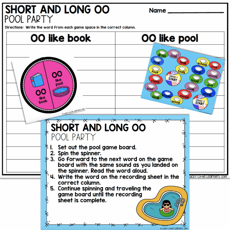 2nd Grade Phonics Center - Short and Long OO - Lucky Little Learners