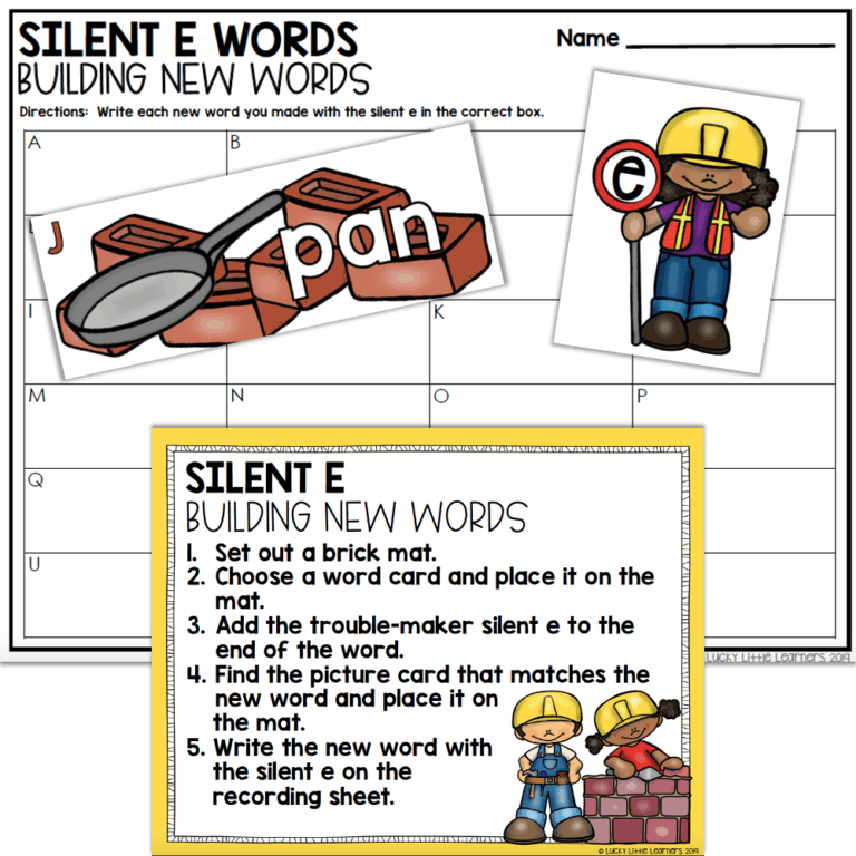 2nd Grade Phonics Center - Silent E Words - Lucky Little Learners
