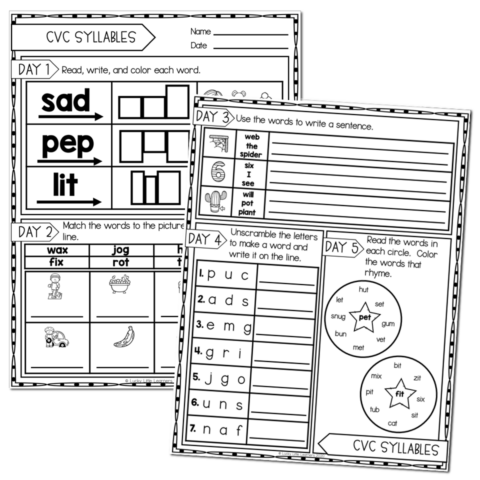 2nd Grade Phonics Worksheets - CVC syllables (Closed Syllables) - Lucky ...
