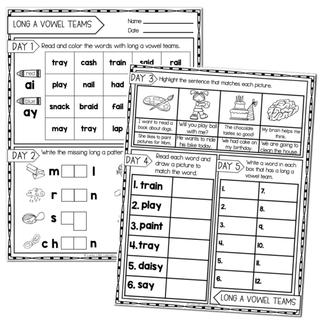 2nd Grade Phonics Worksheets - Long A Vowel Teams - Lucky Little Learners
