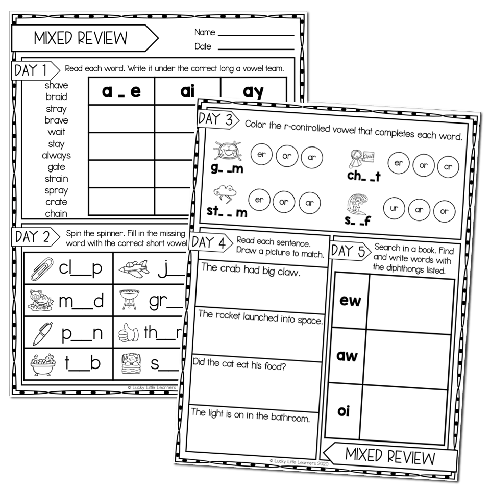 2nd Grade Phonics Worksheets Mixed Review Lucky Little Learners 2nd Grade Phonics Worksheets Mixed Review Lucky Little Learners