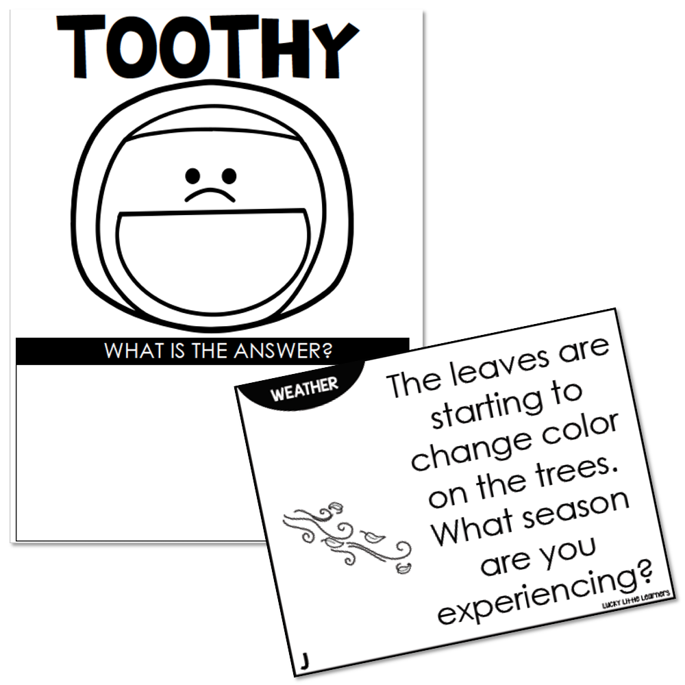 2nd Grade Science Toothy Task Cards Weather Lucky Little Learners
