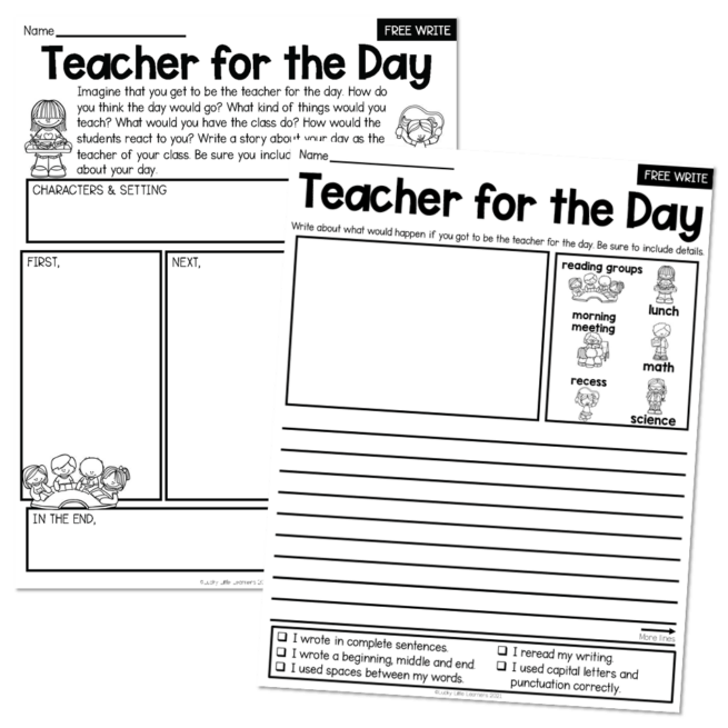 2nd Grade September Writing Pages - Free Write - Teacher for the Day ...