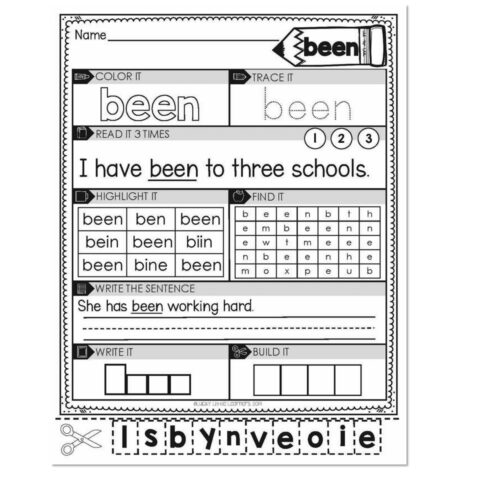2nd Grade Sight Word Worksheets - Been - Lucky Little Learners