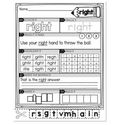 2nd Grade Sight Word Worksheets - Right - Lucky Little Learners