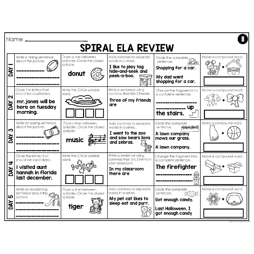 2nd Grade Spiral ELA Week 11 Lucky Little Learners