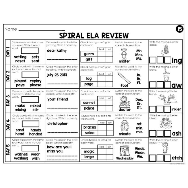 2nd Grade Spiral ELA - Week 15 - Lucky Little Learners