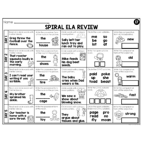 2nd Grade Spiral ELA - Week 17 - Lucky Little Learners