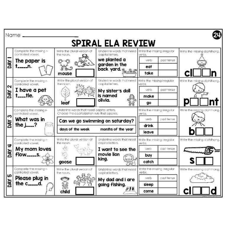 2nd Grade Spiral ELA - Week 24 - Lucky Little Learners