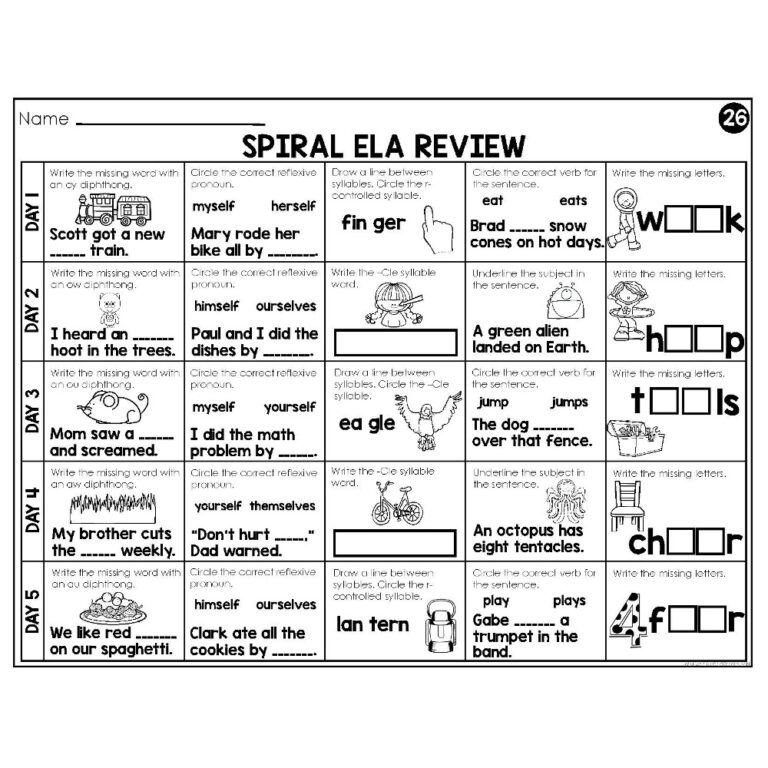 2nd Grade Spiral ELA - Week 26 - Lucky Little Learners