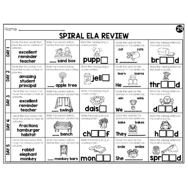 2nd Grade Spiral ELA - Week 29 - Lucky Little Learners