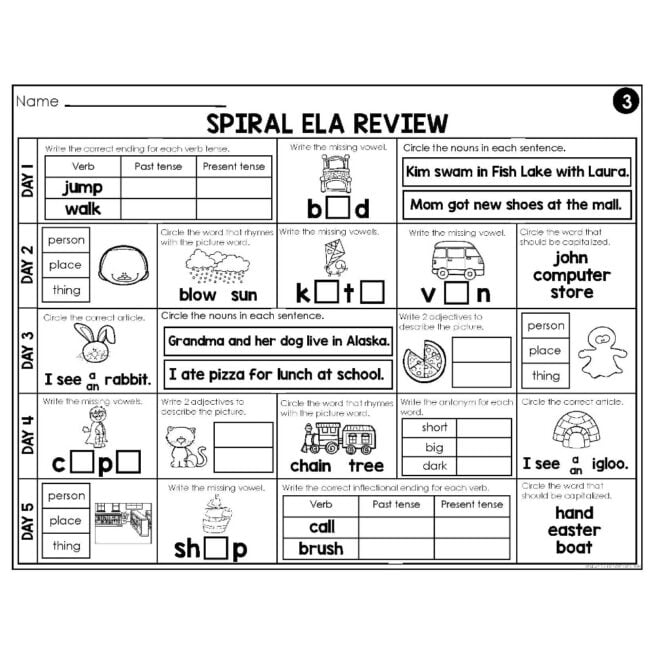 2nd Grade Spiral ELA - Week 3 - Lucky Little Learners