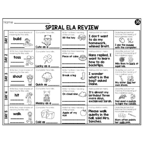 2nd Grade Spiral ELA - Week 35 - Lucky Little Learners