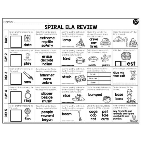 2nd Grade Spiral ELA - Week 37 - Lucky Little Learners