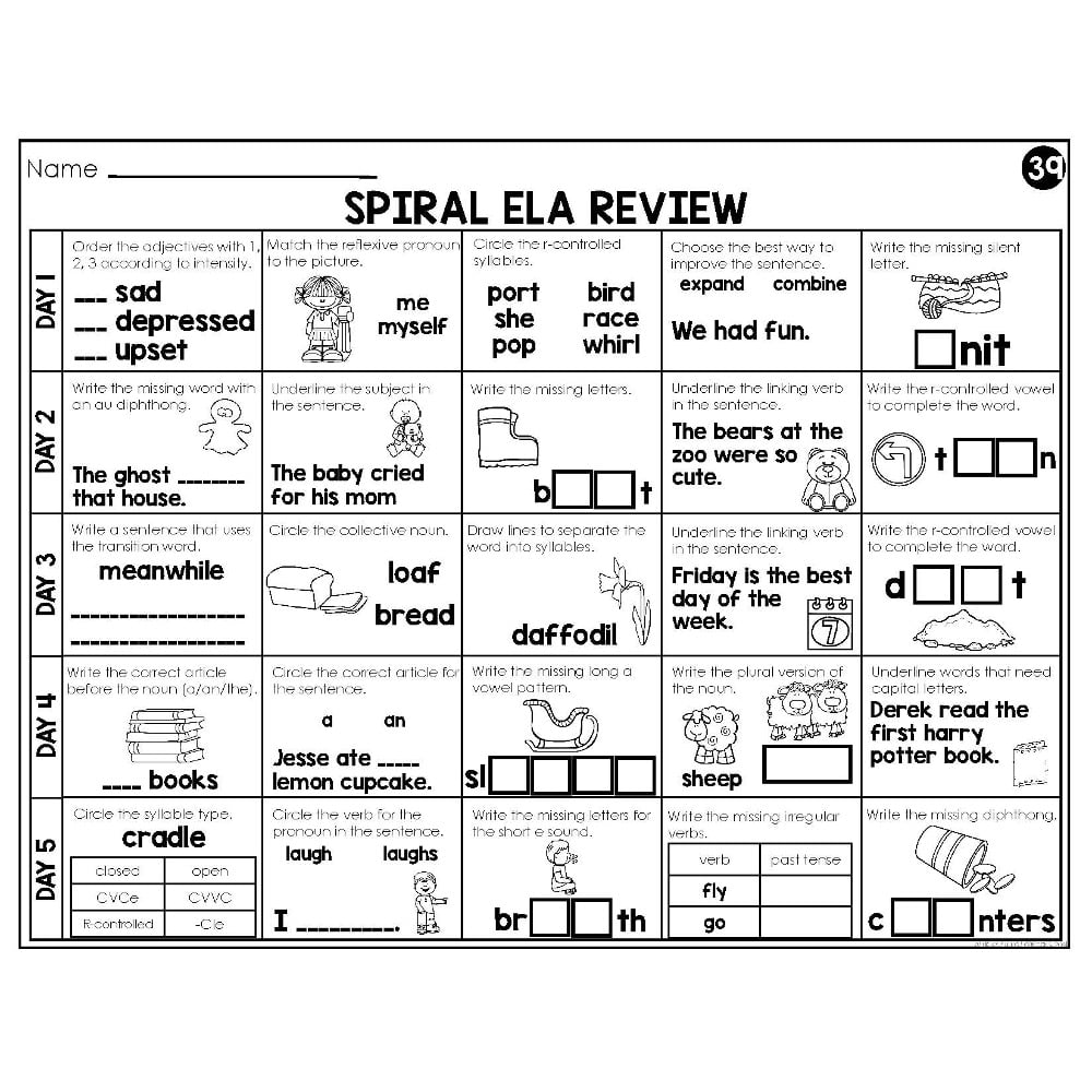 2nd Grade Spiral ELA - Week 39 - Lucky Little Learners