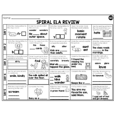 2nd Grade Spiral ELA - Week 40 - Lucky Little Learners