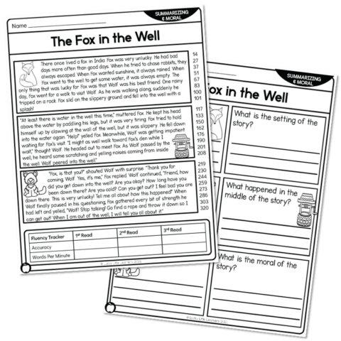2nd Grade Summarizing and Moral of the Story Reading Passage - The Fox ...