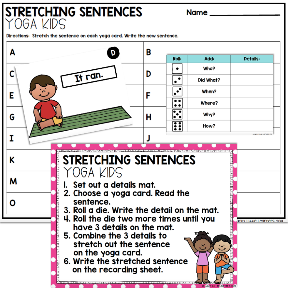 2nd Grade Writing Center - Stretching Sentences - Lucky Little Learners