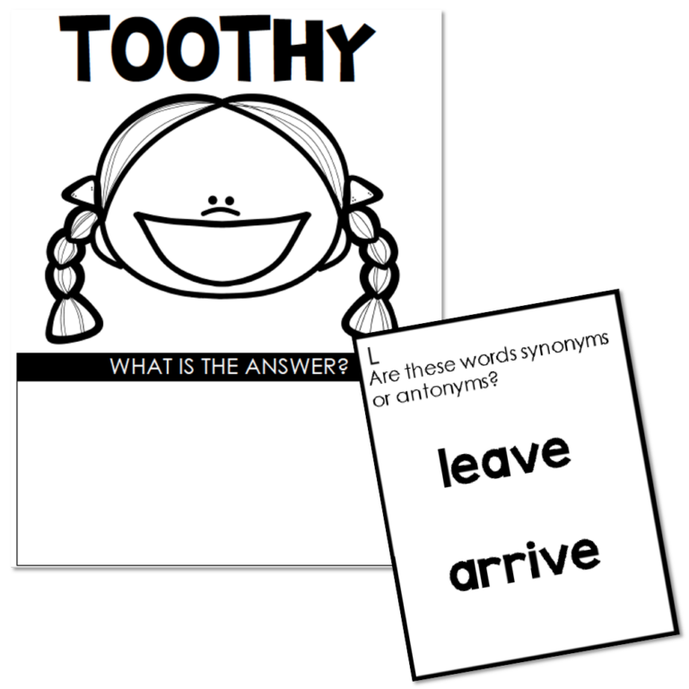 Toothy Grammar 2nd And 3rd Grade Synonyms And Antonyms Lucky