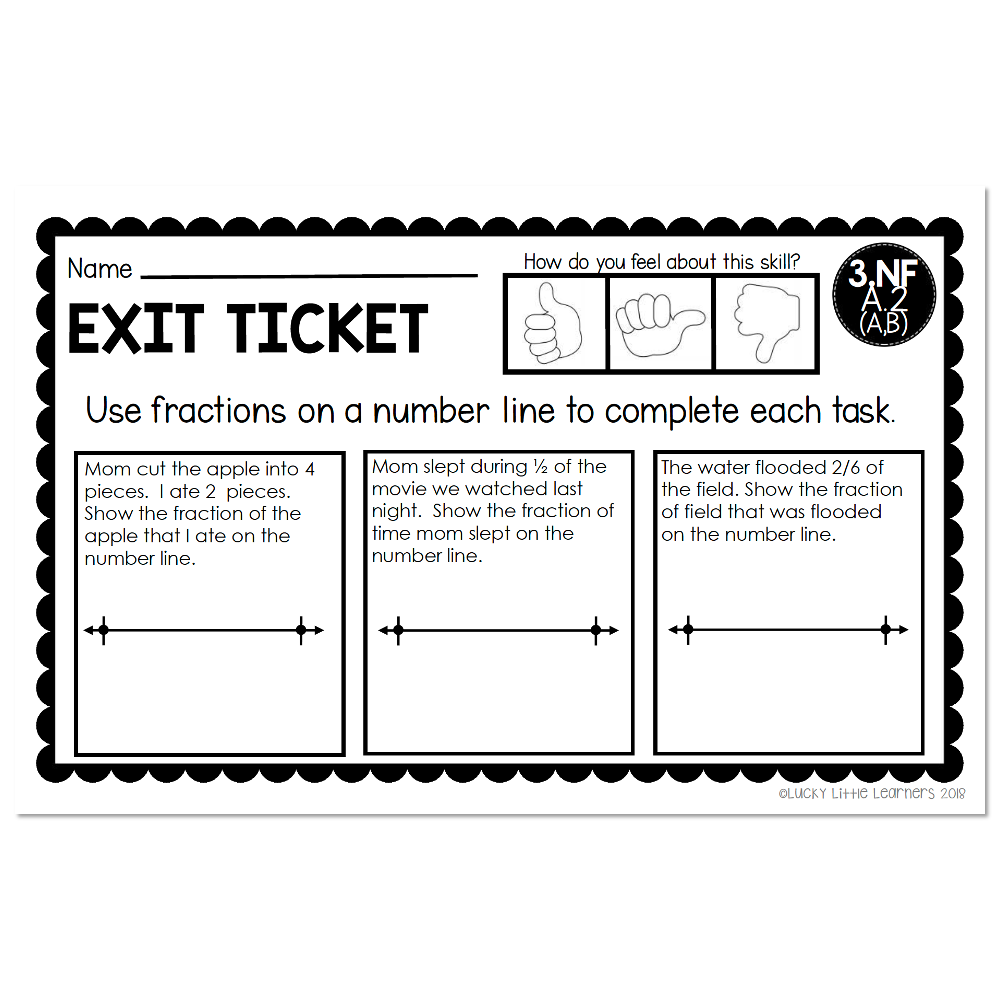 3rd Grade Exit Tickets - Fractions - 3.NF A.2 (A,B) - version 2 - Lucky ...
