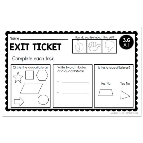 3rd Grade Exit Tickets - Geometry - 3.G A.1 - version 3 - Lucky Little ...
