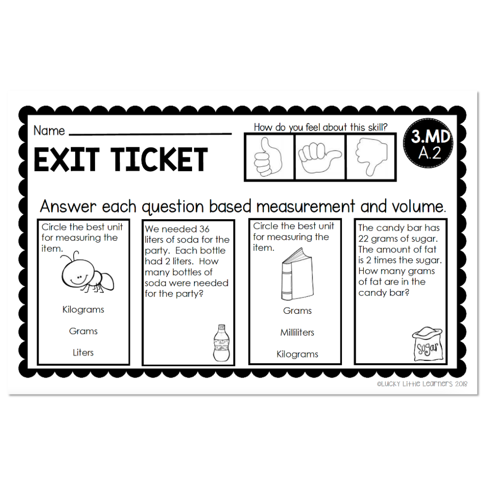 3rd Grade Exit Tickets - Measurement & Data - 3.MD A.2 - version 4 ...