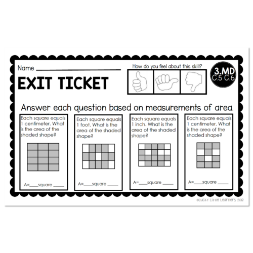 3rd Grade Exit Tickets - Measurement & Data - 3.MD C.5 C.6 - version 3 ...