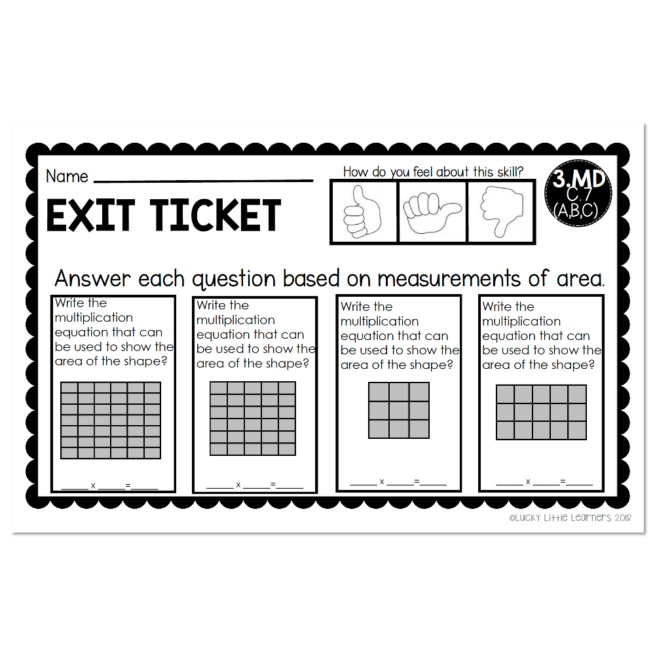 3rd Grade Exit Tickets - Measurement & Data - 3.MD C.7 (A,B,C ...